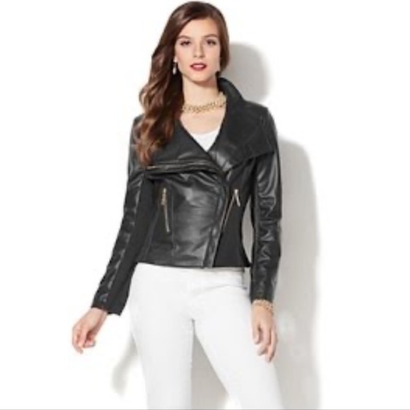 IMAN | Jackets & Coats | Iman Black Leather Moto Jacket | Poshmark